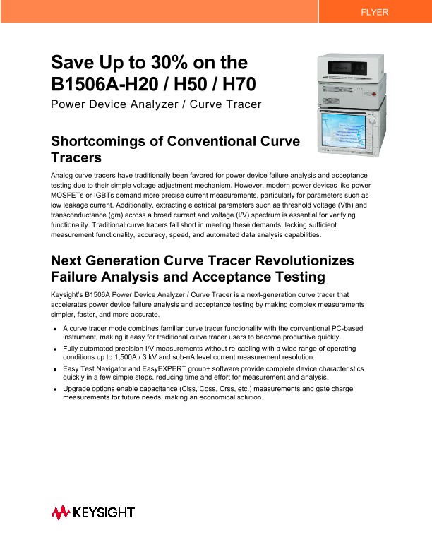 Save Up to 30% on the B1506A-H20 / H50 / H70 PDF Asset Page | Keysight